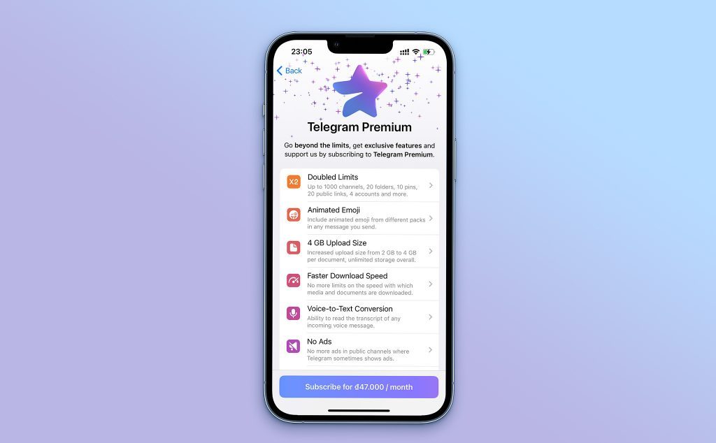 Telegram bất ngờ giảm giá Premium chỉ 47K/tháng tại Việt Nam