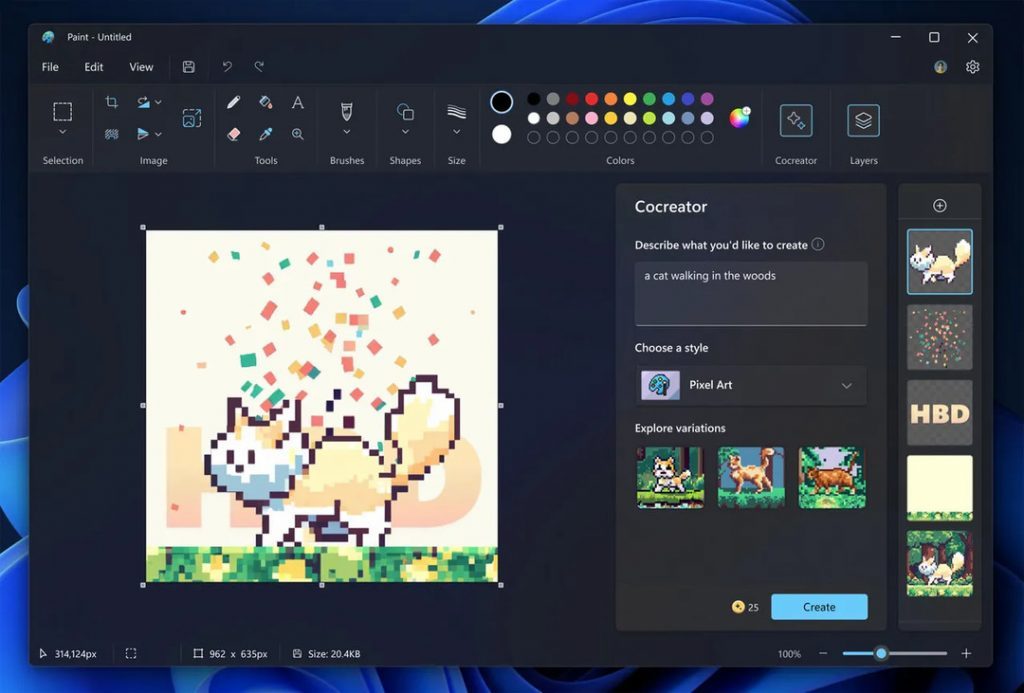 Microsoft Paint sử dụng AI DALL-E3 để tạo hình ảnh miễn phí