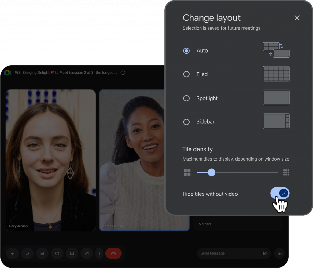Bổ sung tính năng "ẩn các ô không có video" trên Google Meet