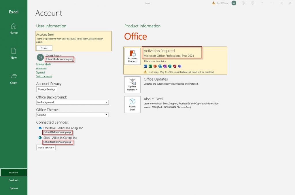 Fix lỗi "Sorry, we can't get to your account right now" trên Office 365
